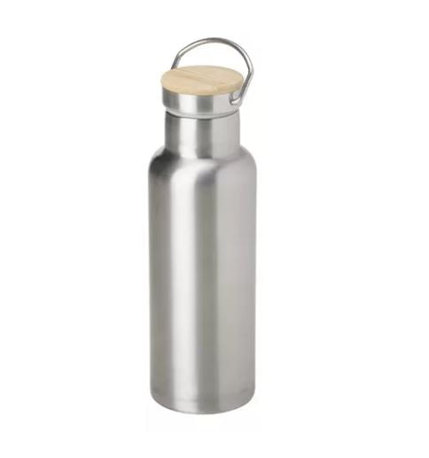 Garrafa Térmica Inox Leiteira Tampa Bambu PRATA 500ml - Valor Unitário ...